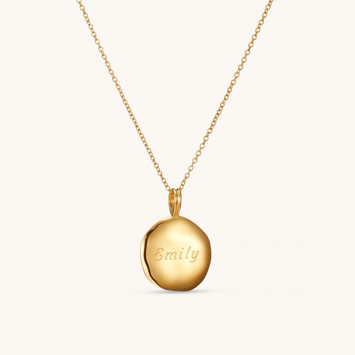 Gold circle pendant necklace engraved store