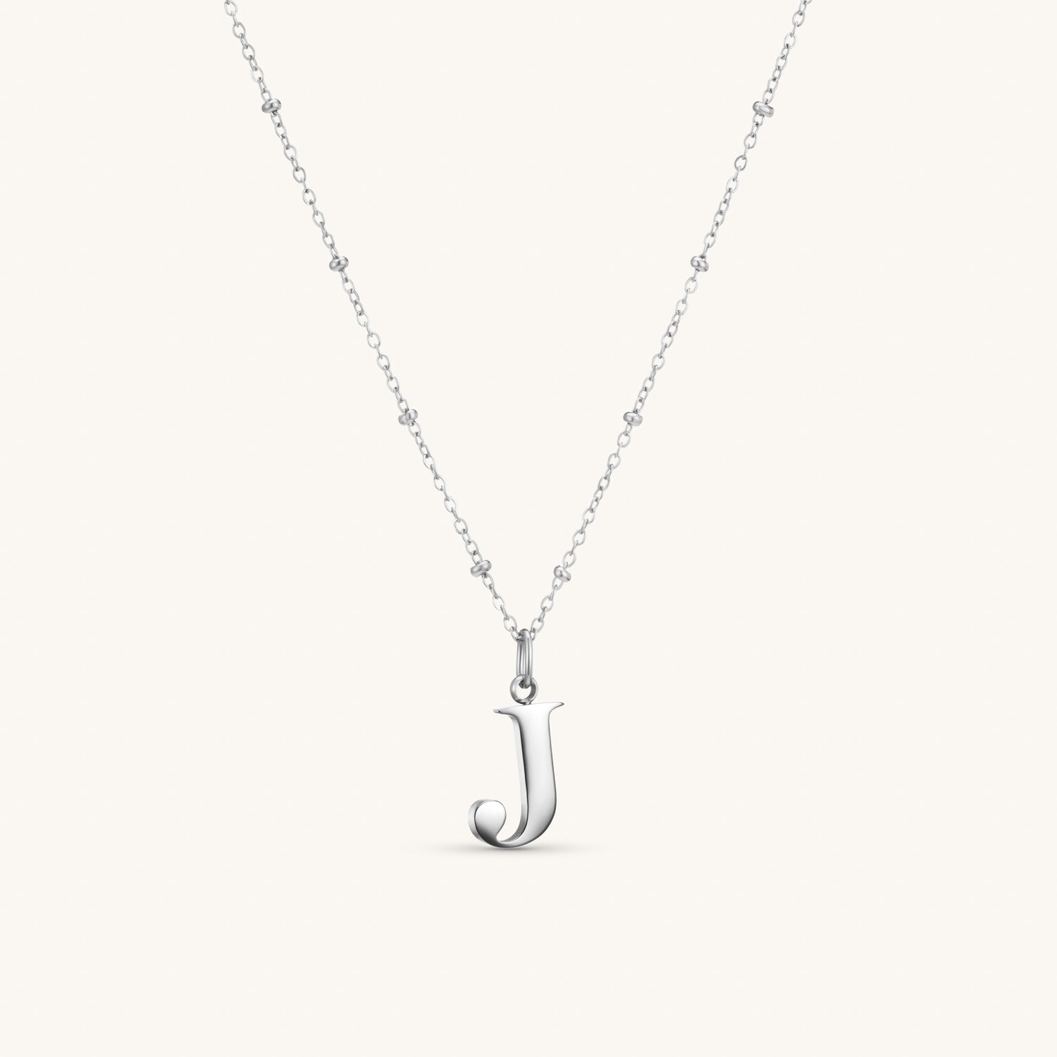 J Initial Pendant Necklace In Silver – Dylan Oaks