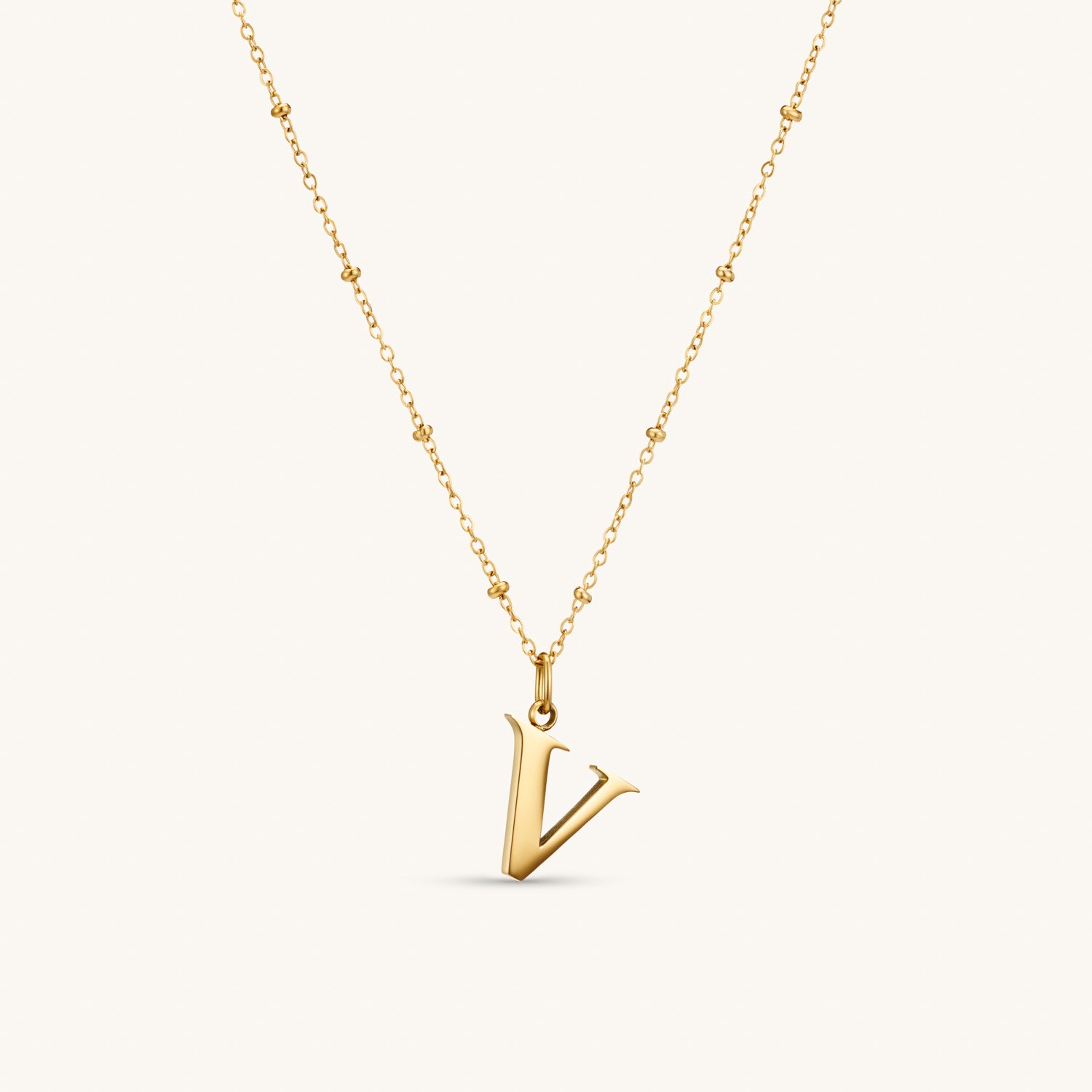 V Initial Pendant Necklace In Gold – Dylan Oaks