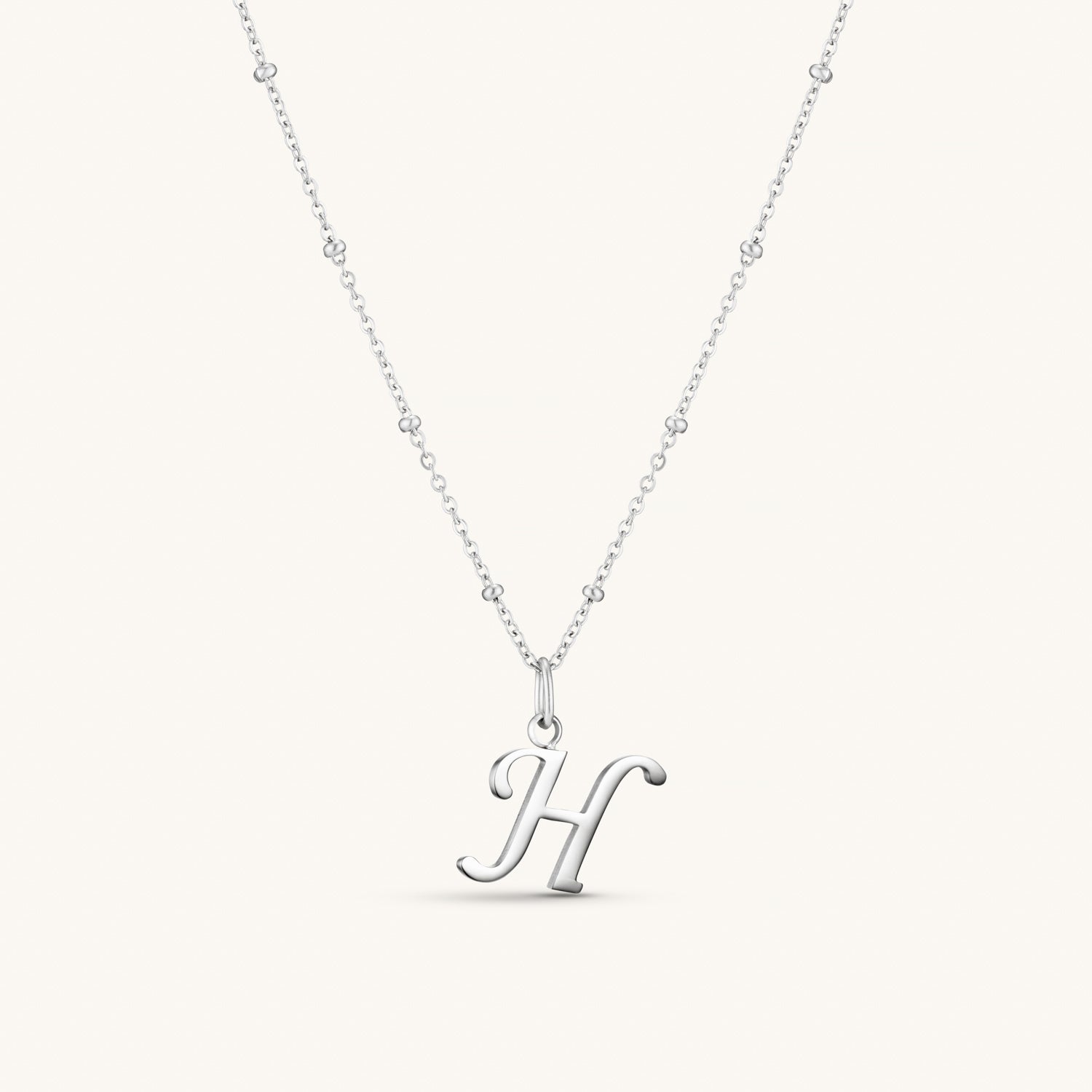 H Script Initial Necklace in Silver – Dylan Oaks