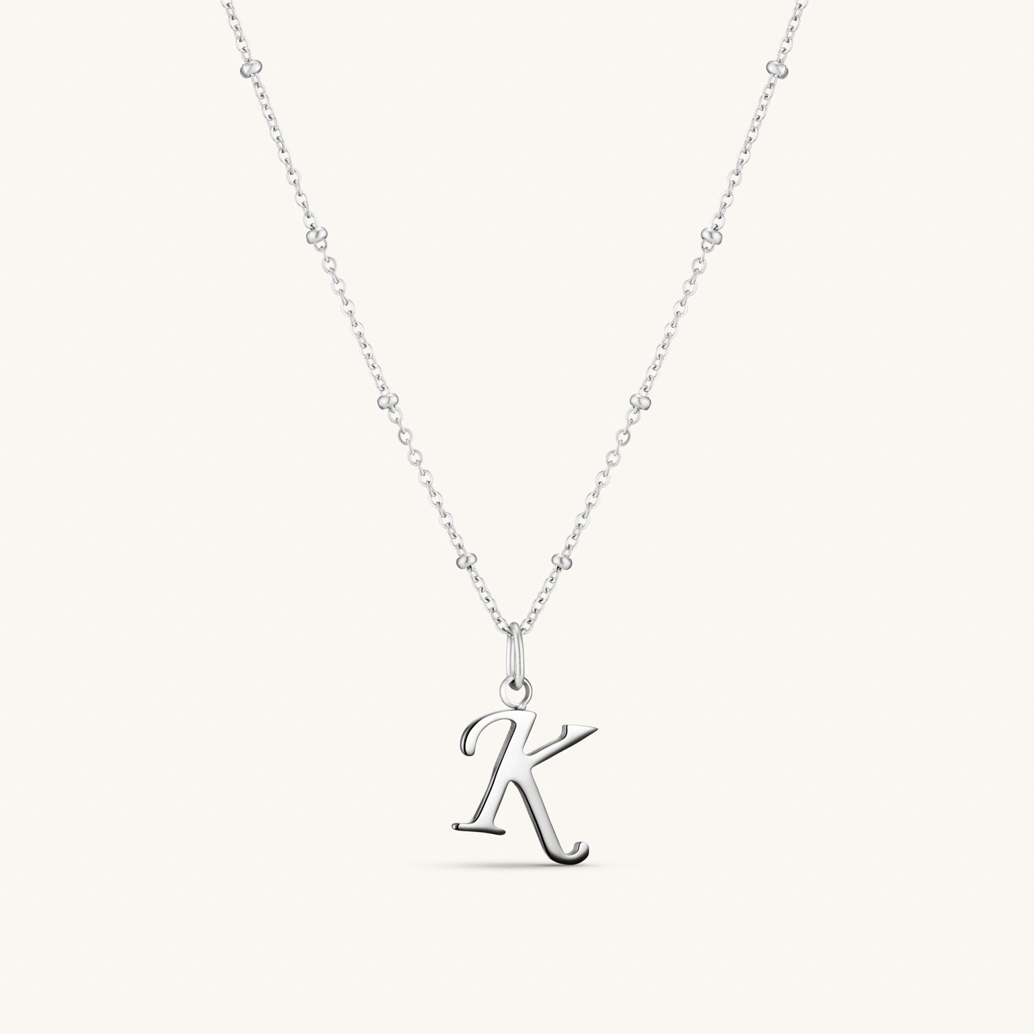 K Script Initial Necklace in Silver – Dylan Oaks
