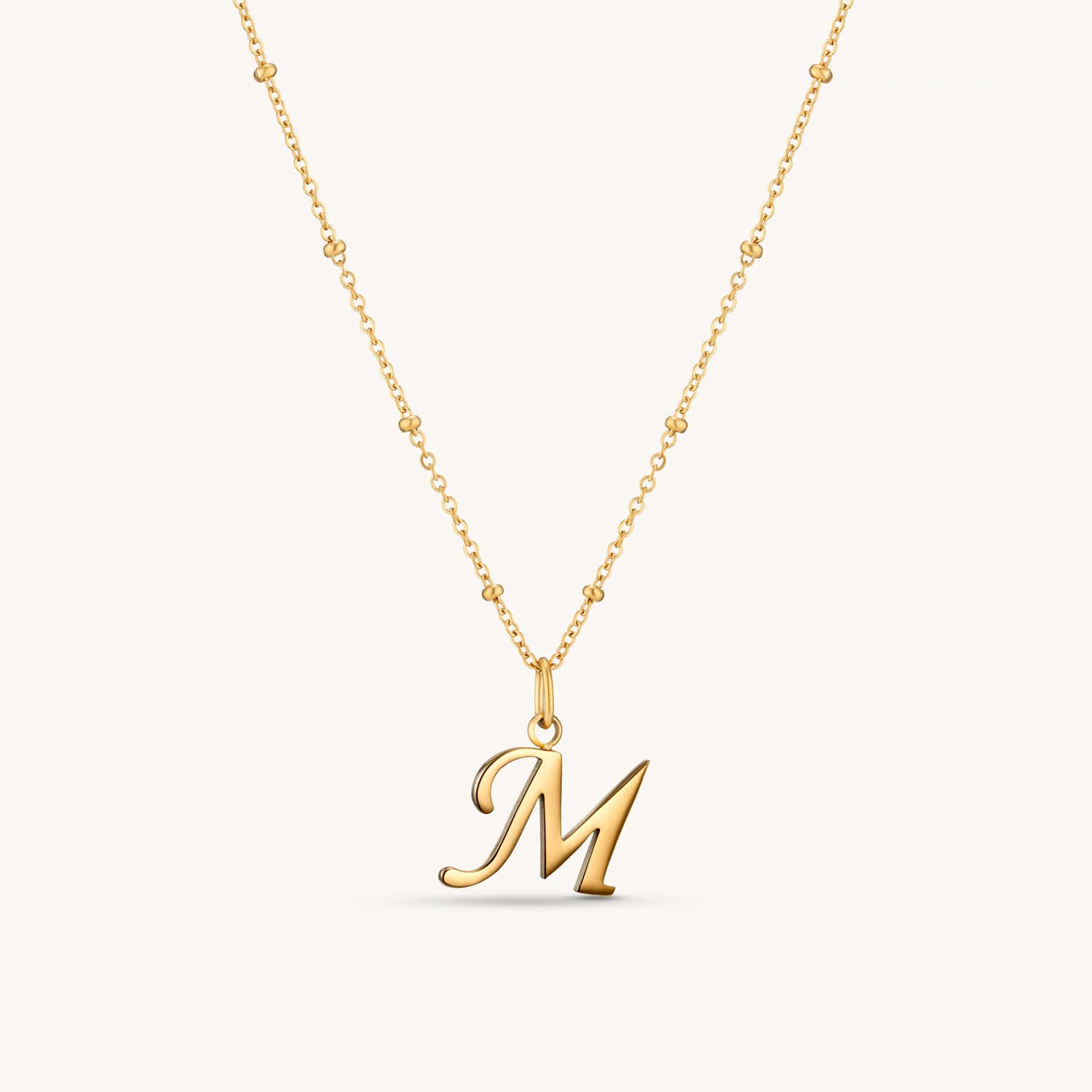 M Script Initial Necklace in Gold – Dylan Oaks